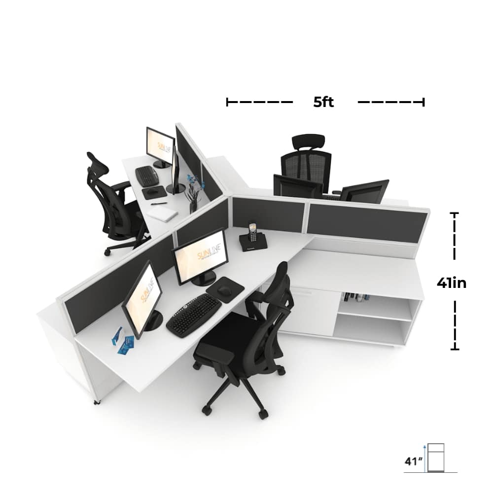 SUNLINE Boomerang Cubicle: 5' Wide